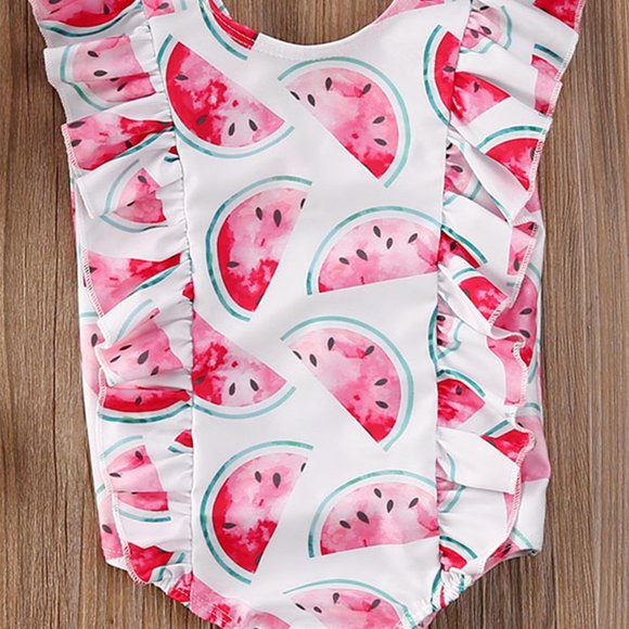 Styles I Love | Swim | White Watermelon Ruffle Onepiece Little Girl ...